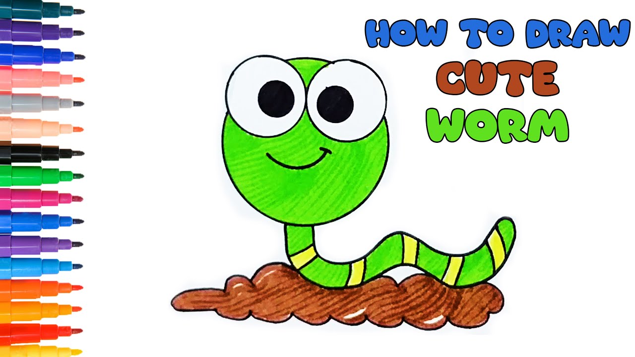 How To Draw Cute Worm | Step By Step | Easy Cute Drawings - YouTube
