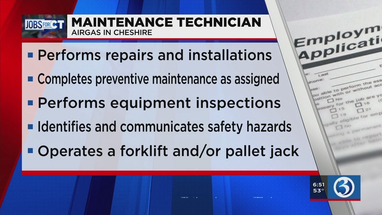 JOBS FOR CT: Maintenance technician - YouTube