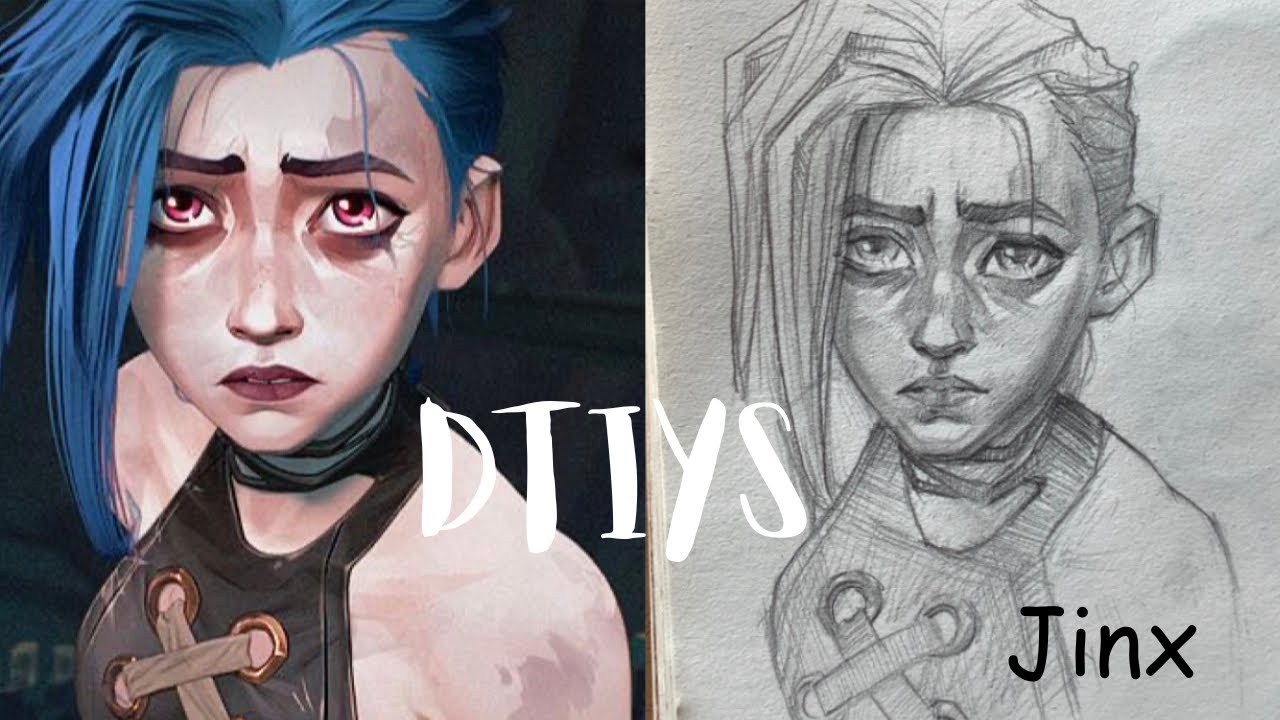 Anime character drawing (Jinx Arcane). Real-time demo - YouTube