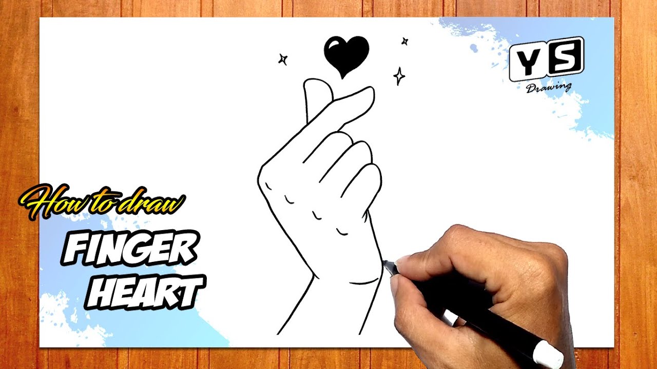 How to draw Korean Finger Heart - YouTube