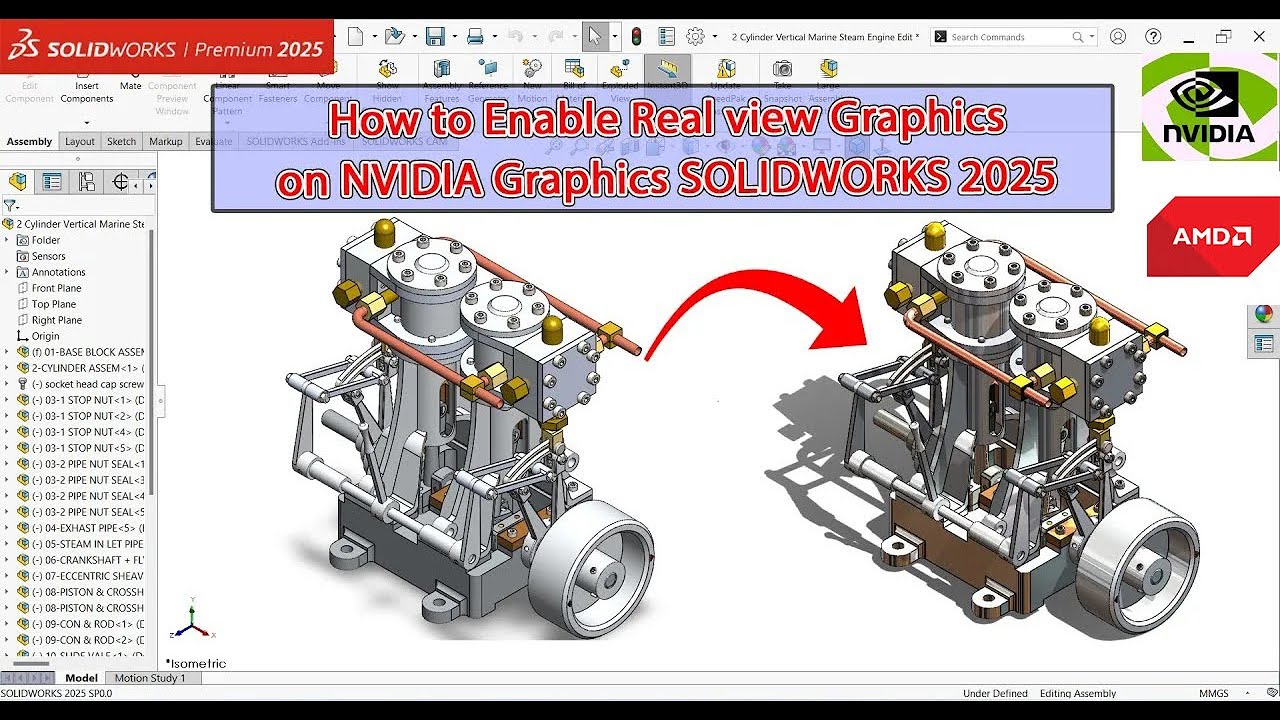 SolidWorks 2025 : How to Enable Real view Graphics on NVIDIA / AMD ...
