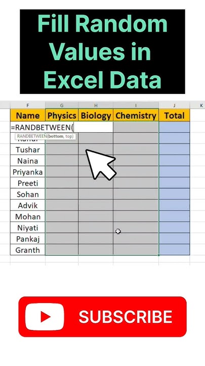 ExcelTricks#Fill Random Values in Excel Data#RandBetween Excel#excelformula#exceltips# Excel# ...