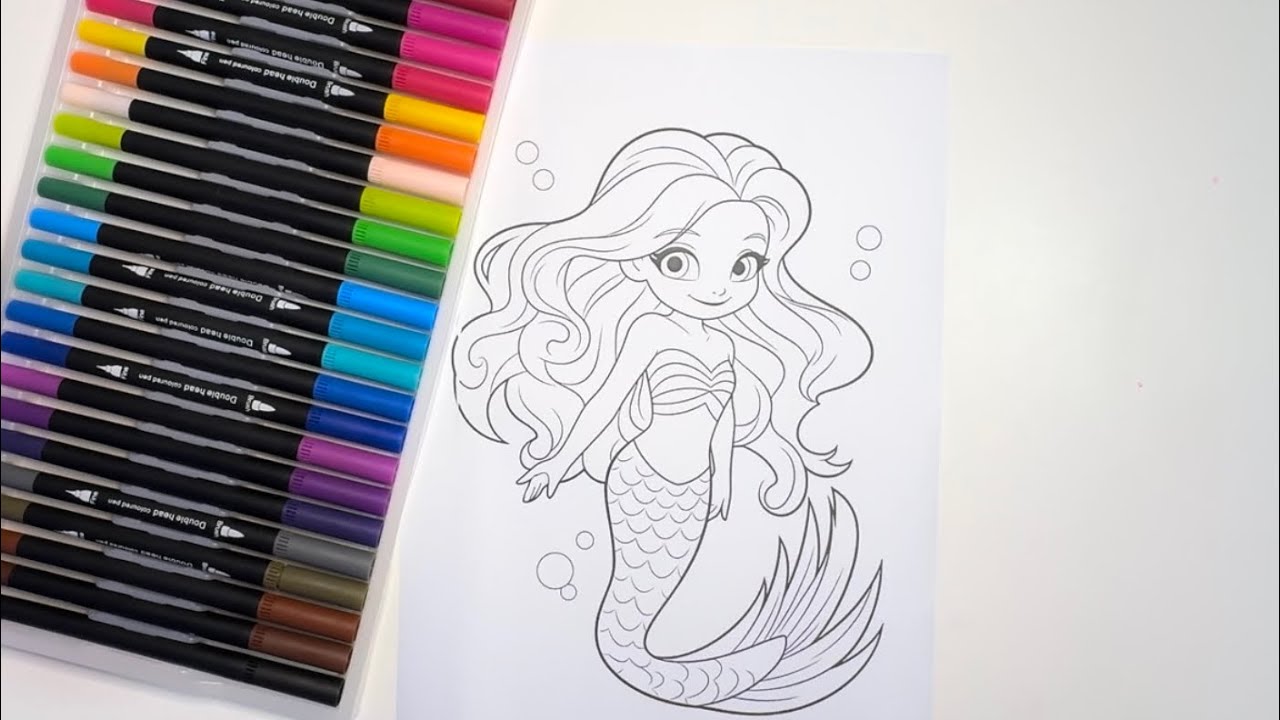 Painting & coloring palette and brush. Mermaid 🧜‍♀️ | For kids and ...