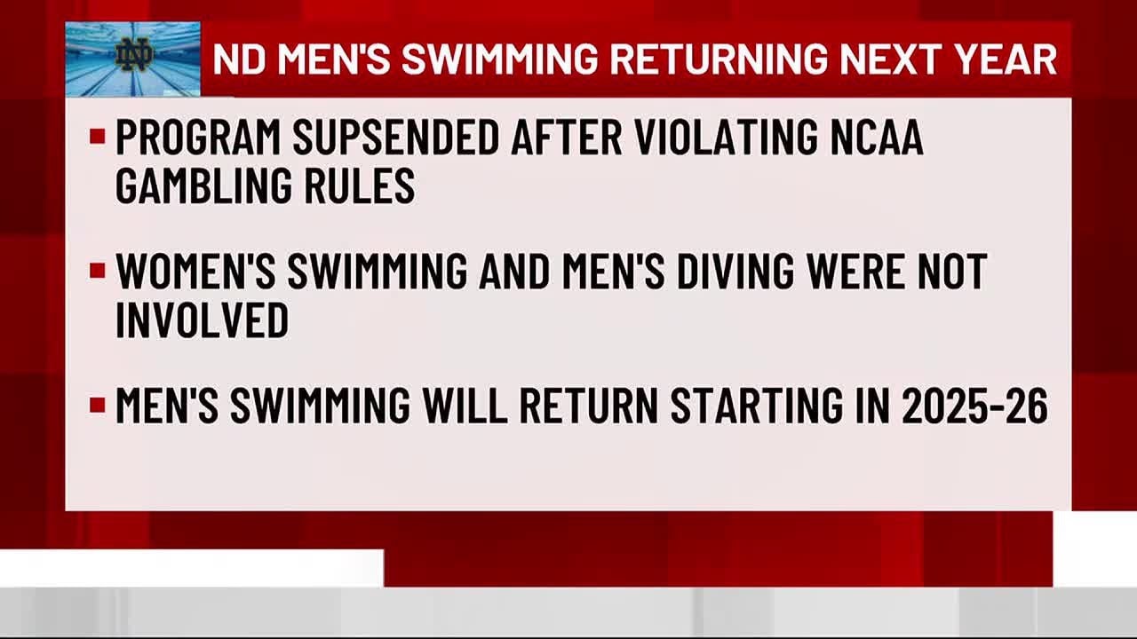 Notre Dame men’s swim team, to return to competition next season - YouTube