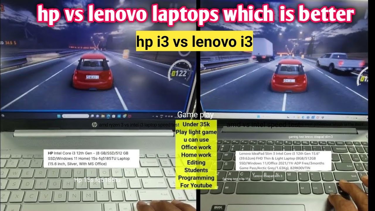 hp vs lenovo laptops | hp i3 vs lenovo i3 | game play | game video ...