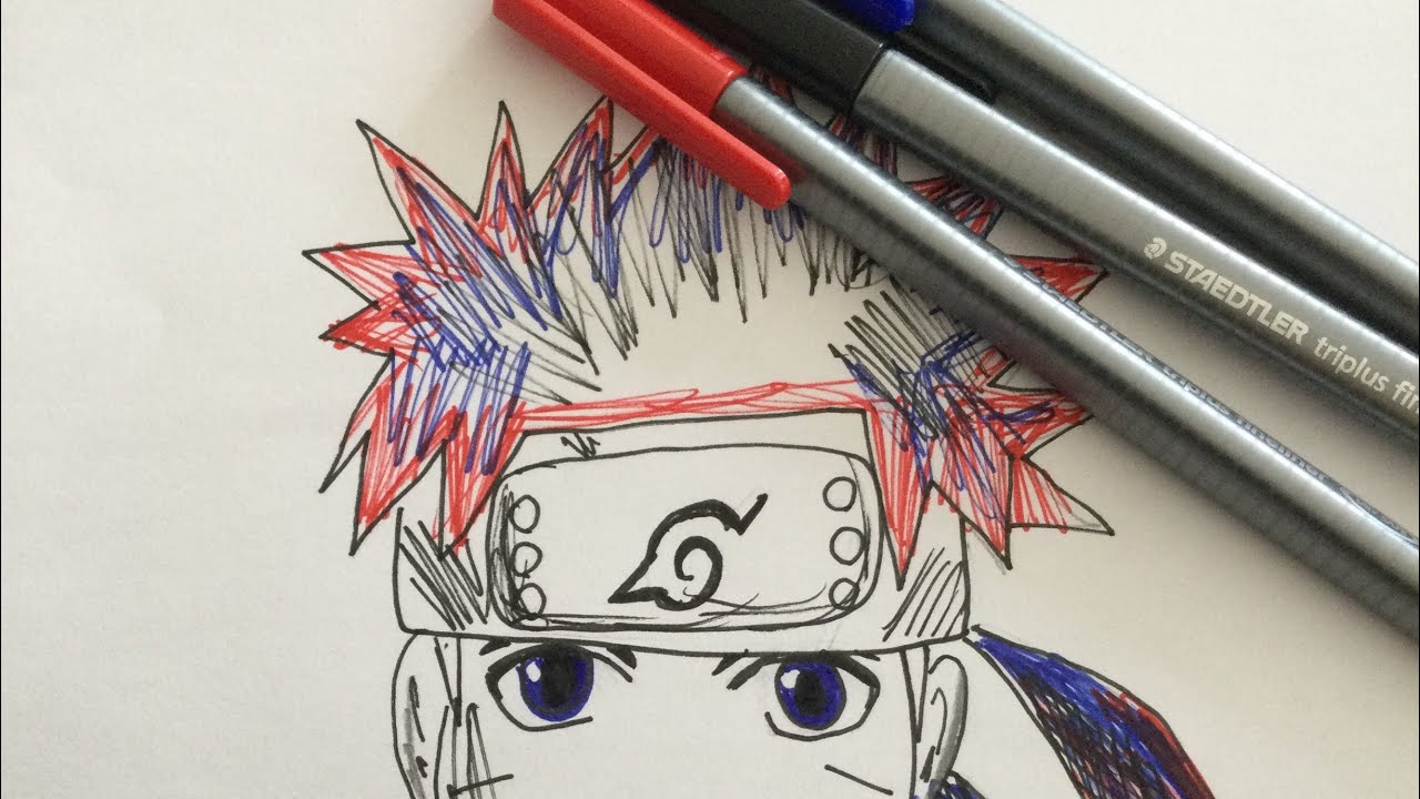Drawing Naruto! But, I can only use three colours, and I have to use ...