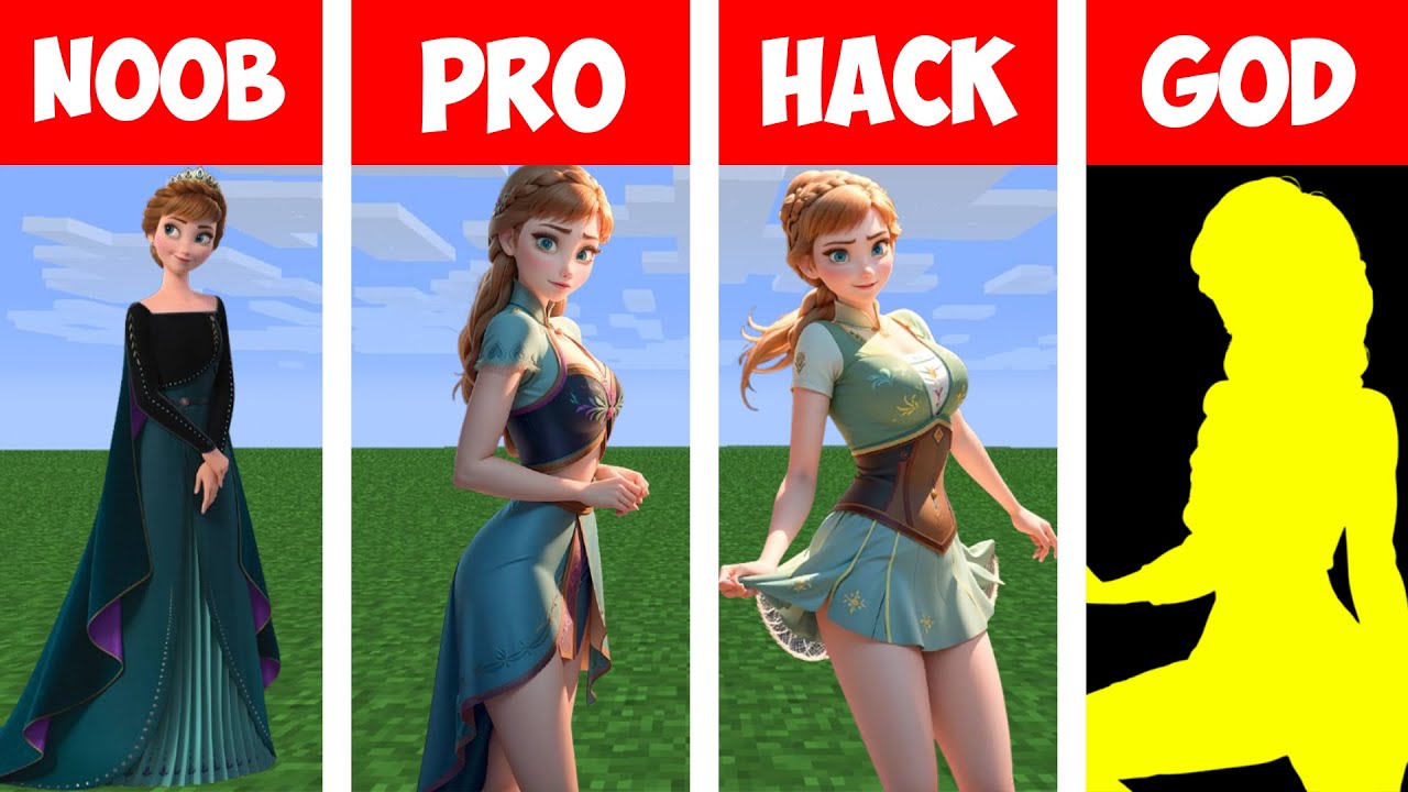 Queen Anna NOOB vs PRO vs HACKER vs GOD MINECRAFT Pixel Art - YouTube