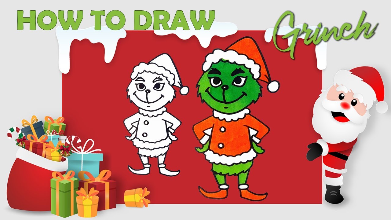 001 How to Draw Grinch tutorial step by step for Kids - YouTube