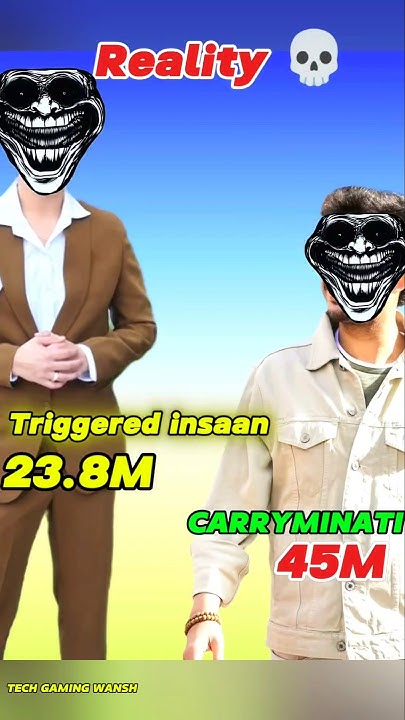 Carryminati Meet Triggered insaan 💀😱#triggeredinsaan #carryminati #viralshorts #trollface # ...