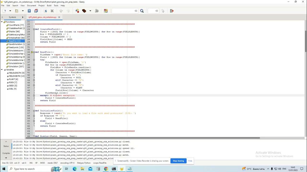 38) Save Simulation Subroutine - Plant Growing Simulation - 9210 IGCSE Computer Science - YouTube