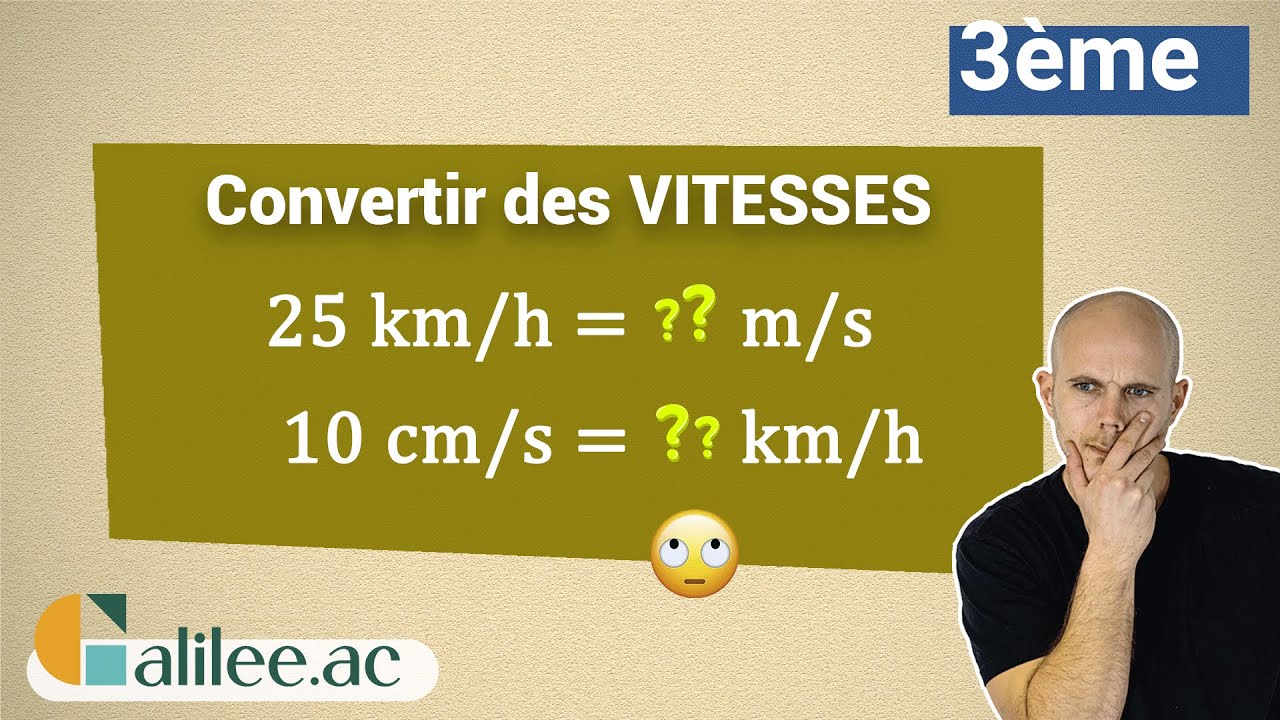 CONVERSION des UNITÉS de VITESSE - Exercice Corrigé - Maths Troisième ...