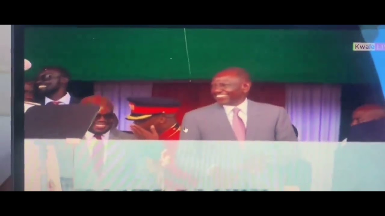 President William Ruto dancing to the "anguka nayo" hit song during the ...