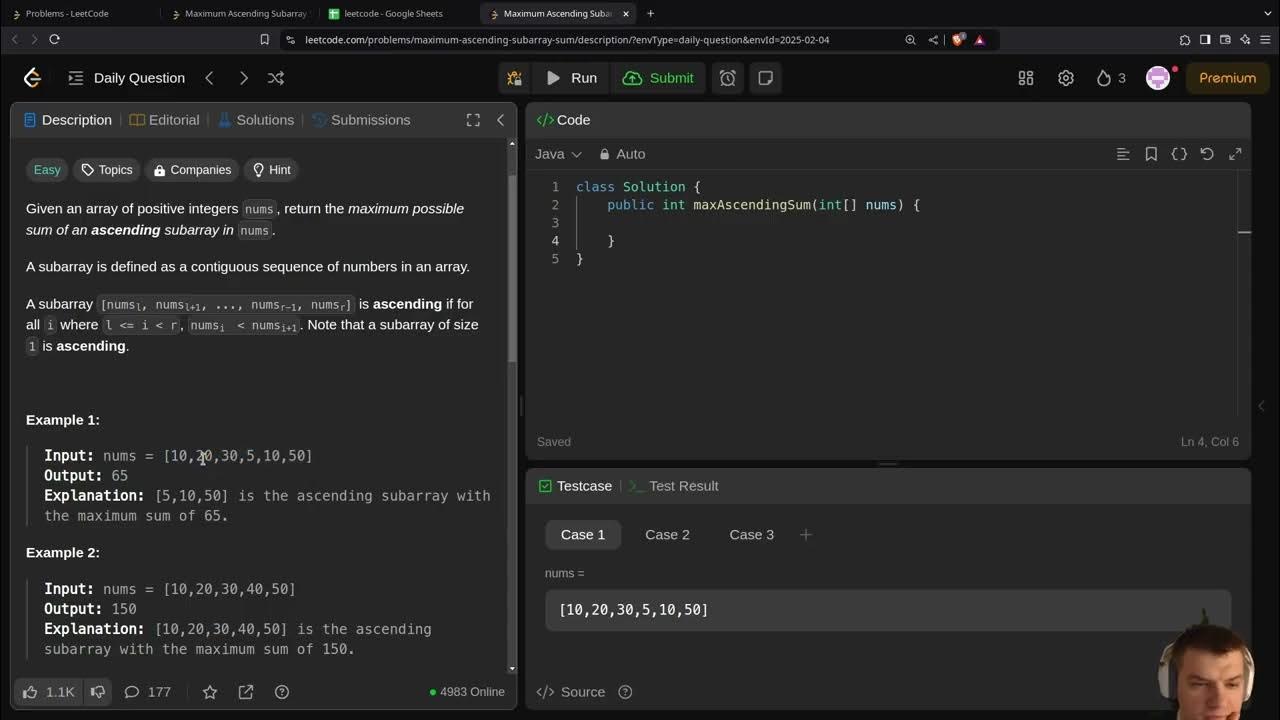 🅿🅰🆂🆂 Leetcode 1800. Maximum Ascending Subarray Sum - YouTube