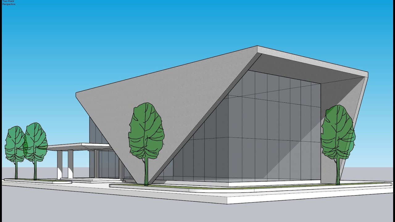 SKETCHUP BUILDING TUTORIAL | GEOMETRIC COMMERCIAL BUILDING FACADE - YouTube