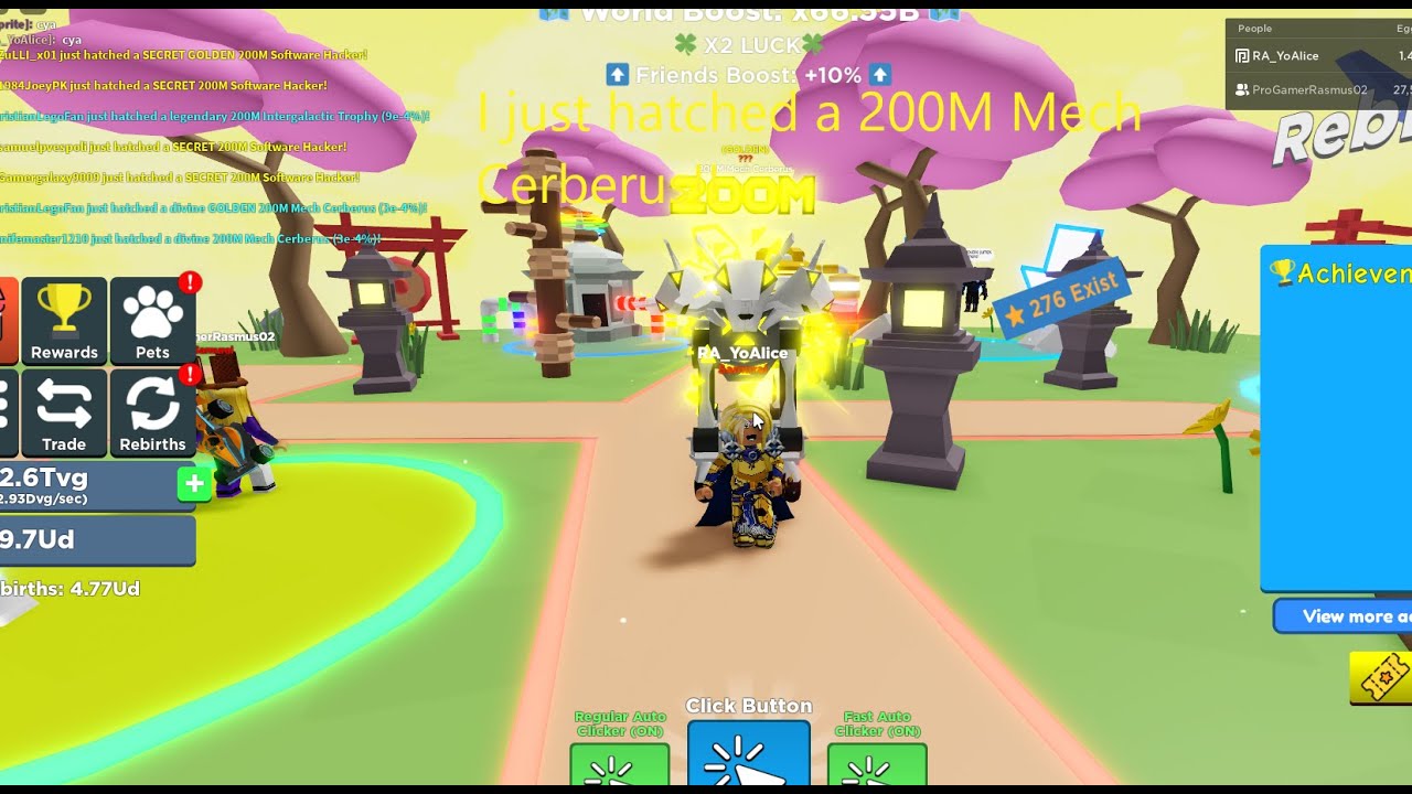 I Just Hatched A GOLDEN 200M Mech Cerberus😱 In ⚡Clicker Simulator ...