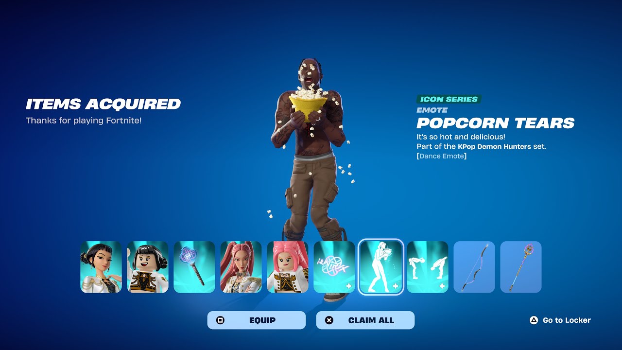 HOW TO GET KPOP DEMON HUNTERS POPCORN TEARS EMOTE IN FORTNITE! - YouTube