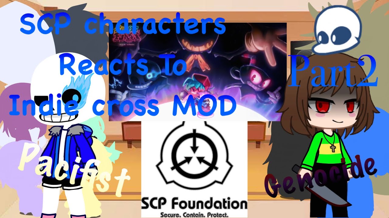 SCP characters React To Indie Cross MOD Part 2 (Week 2 Sans) - YouTube