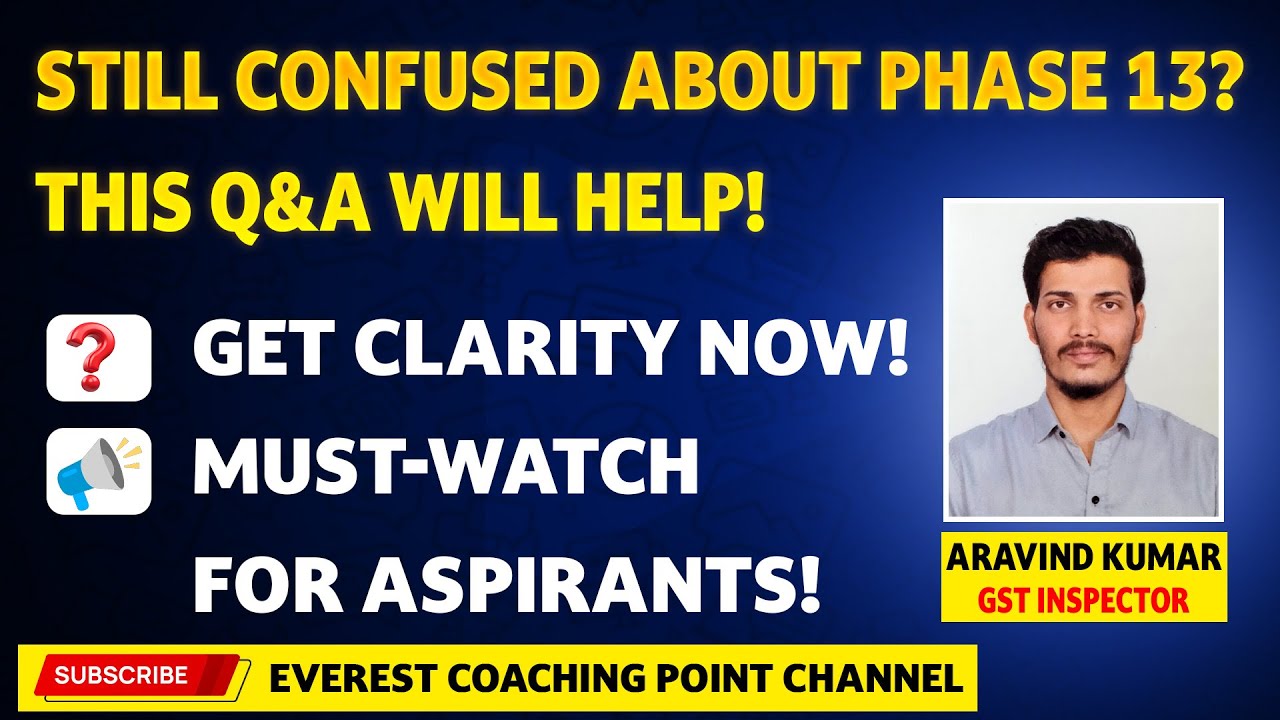 SSC Phase 13 Doubt Clarification by Aravind Kumar Sir - YouTube