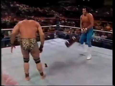 Honky Tonk Man hits Jimmy Snuka in the head with his guitar twice then watch what happens next