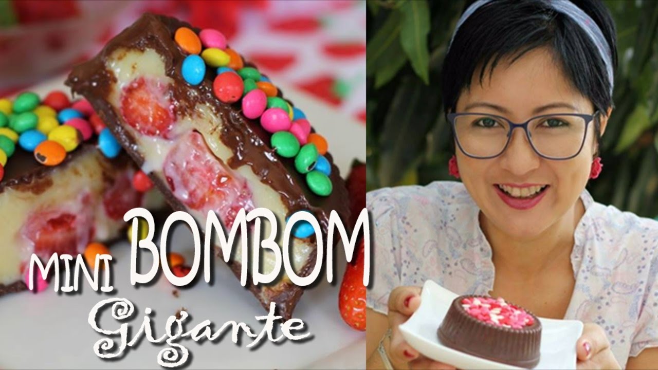 MINI BOMBOM GIGANTE DE MORANGO | RECHEIO DE BRIGADEIRO DE CHOCOLATE ...