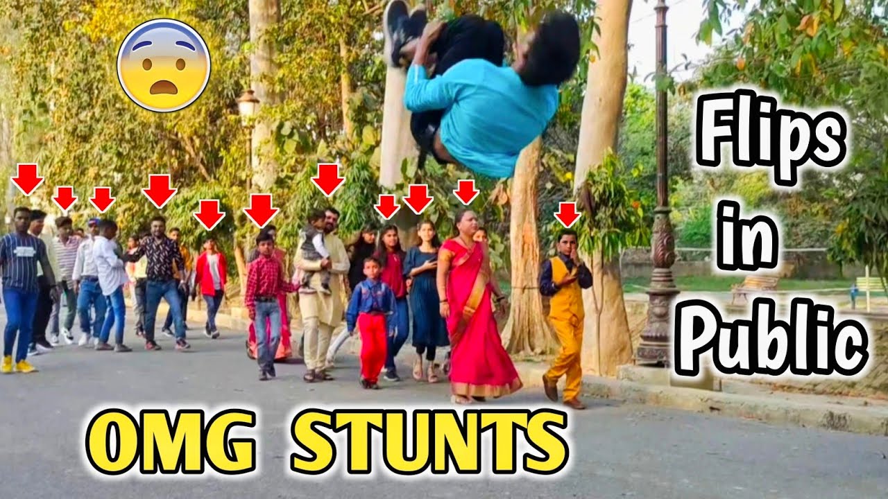 OMG 😨 STUNTS | Flips in public reaction 😜 | Holi Special - YouTube