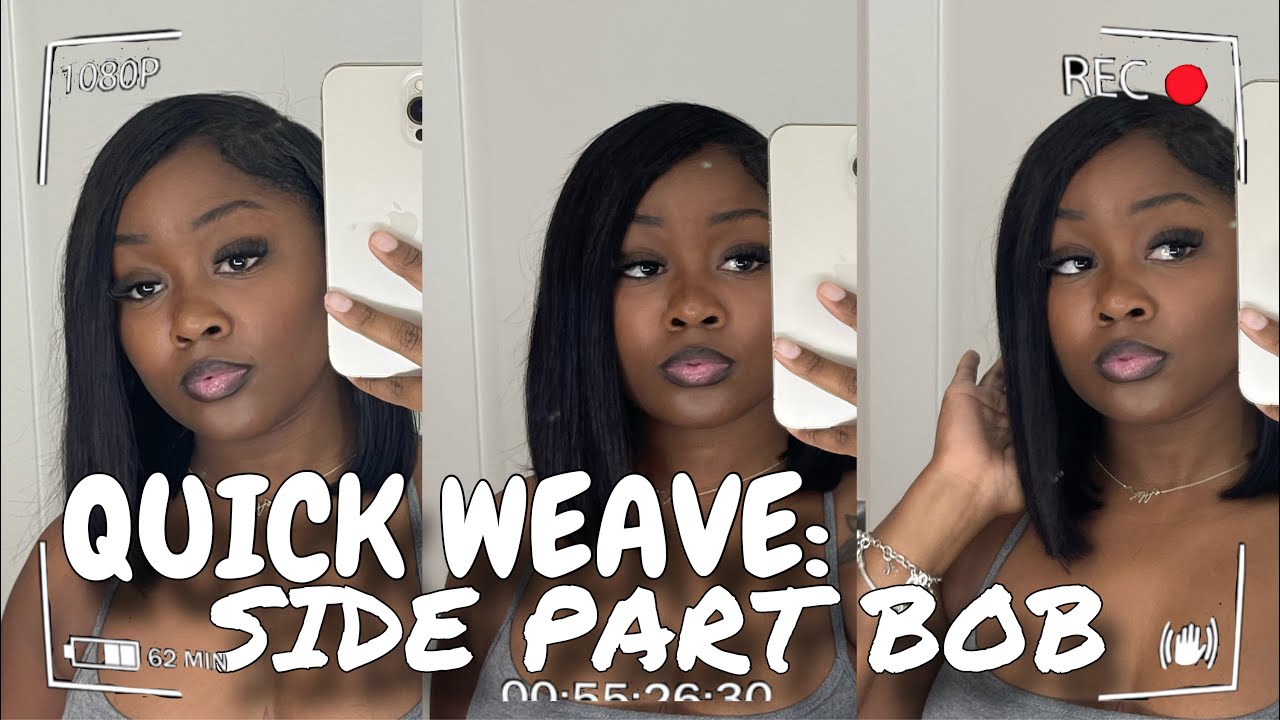 HOW TO: 🔥 $20 SIDE PART QUICK WEAVE W/ LEAVE OUT - YouTube