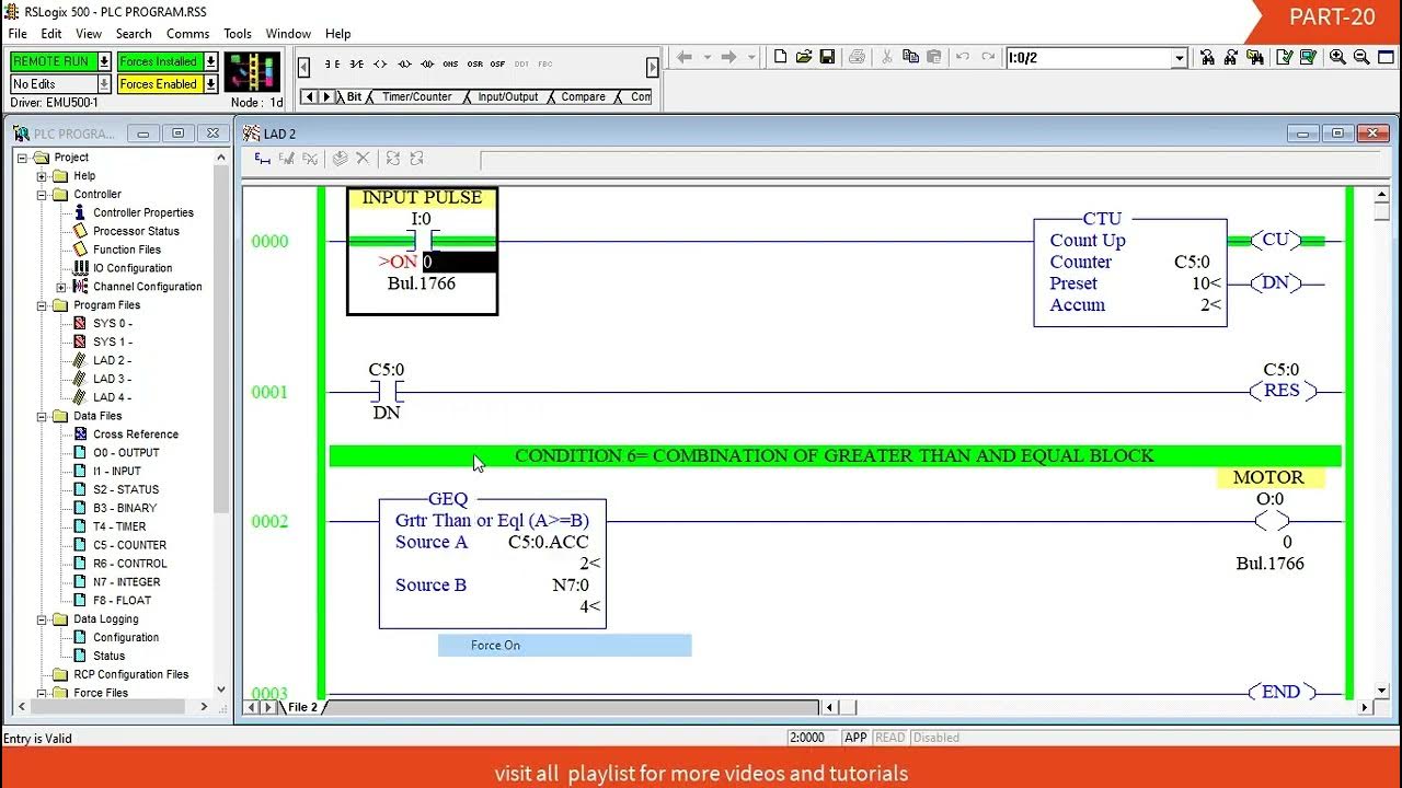 #PART20 GREATER THAN OR EQUAL GEQ COMPARE in RSLogix 500 Software # ...