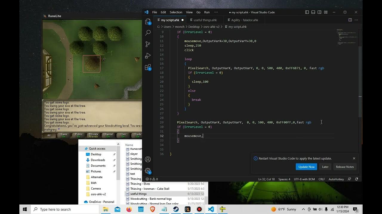 OSRS making a woodcutting script from scratch in AHK autohotkey - YouTube