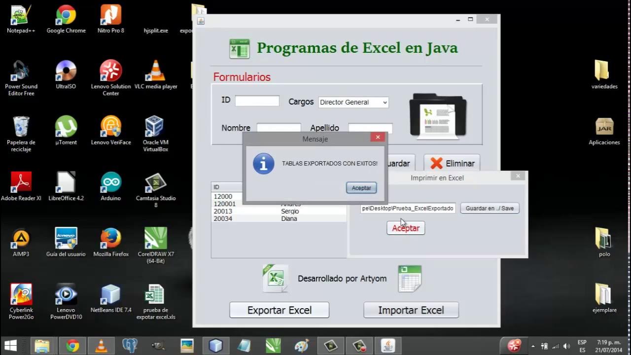 Exportar de JTable a Excel en Java - YouTube