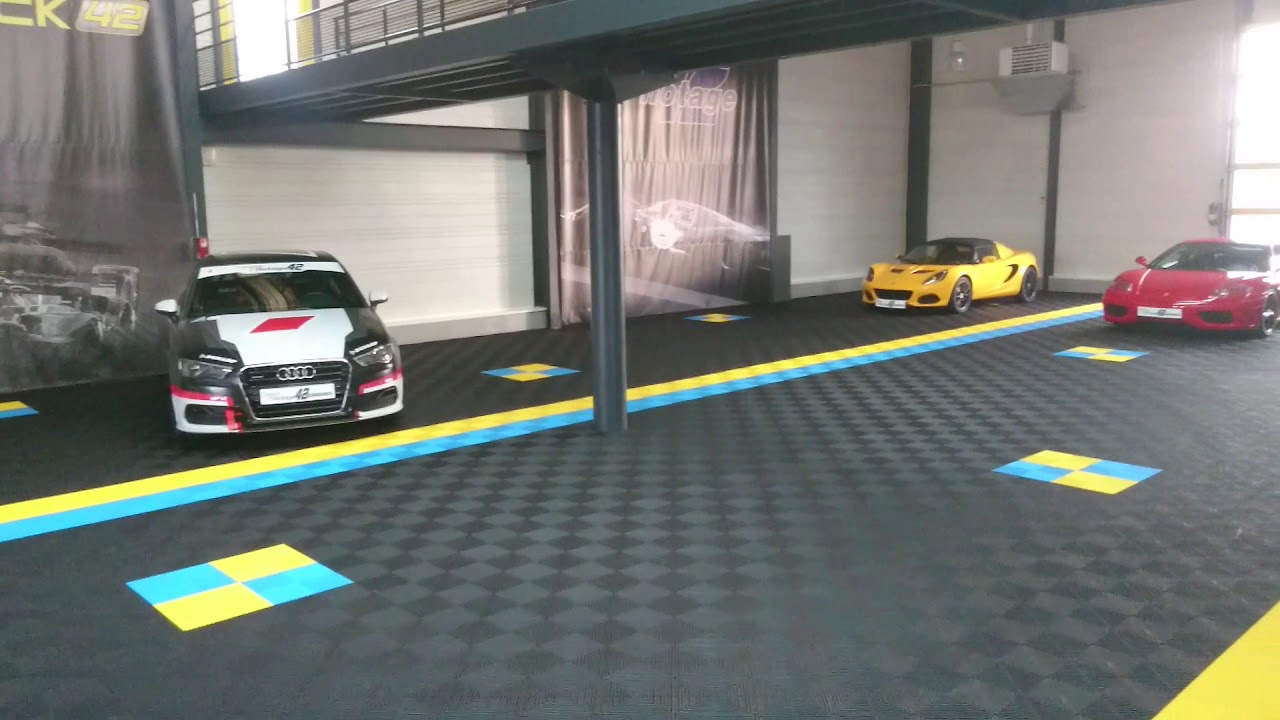 ANC dalle - dalle de sol garage clipsable damier - YouTube