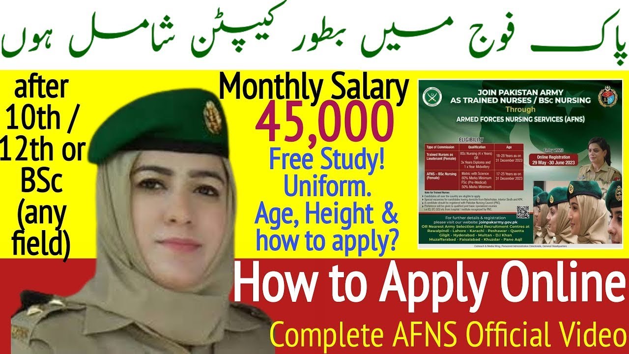 Join Pakistan Army As Armed Forces Nursing Services Afns And Trained