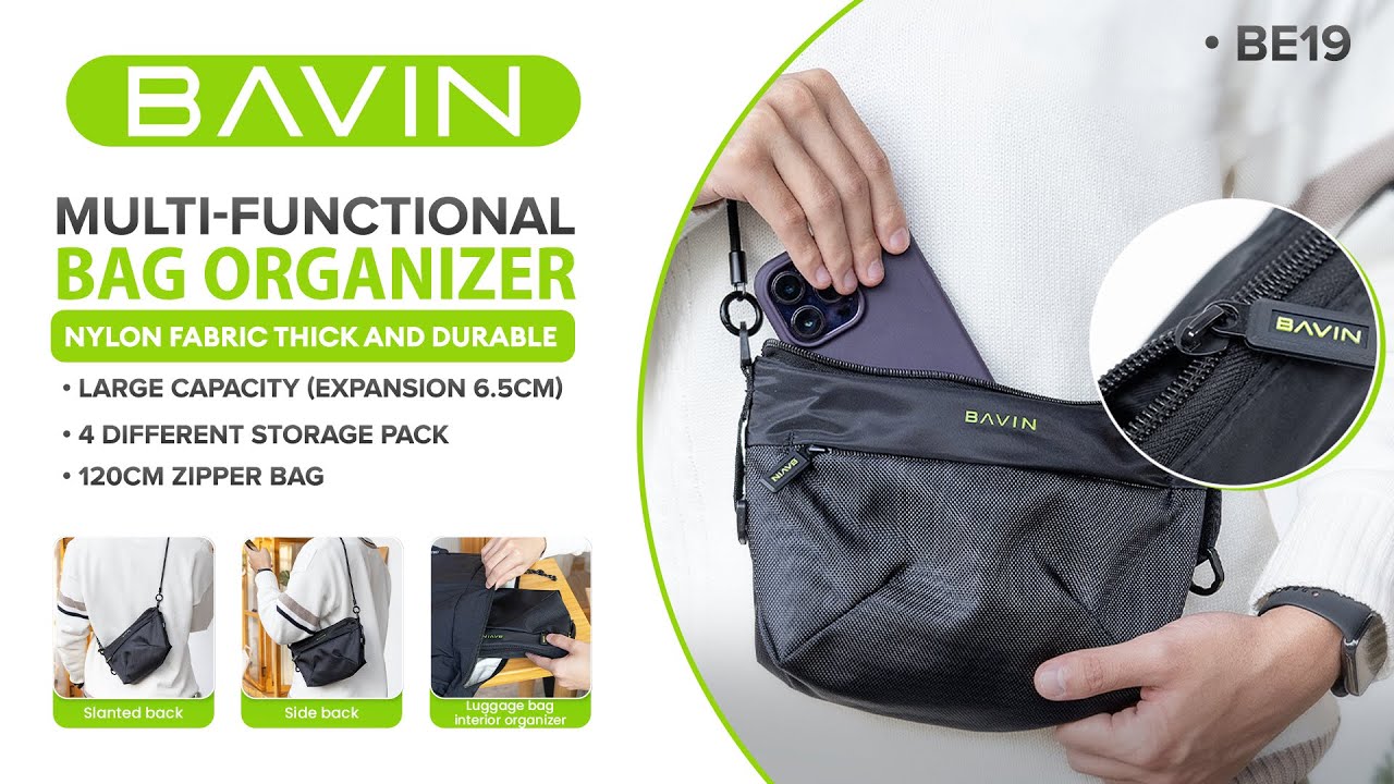 BAVIN BE19 Multi-Functional Messenger Bag Durable Nylon Organizer Pouch ...
