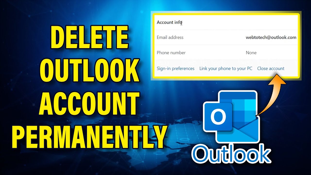Delete Microsoft Outlook Account Permanently 2022 | Close Outlook ...
