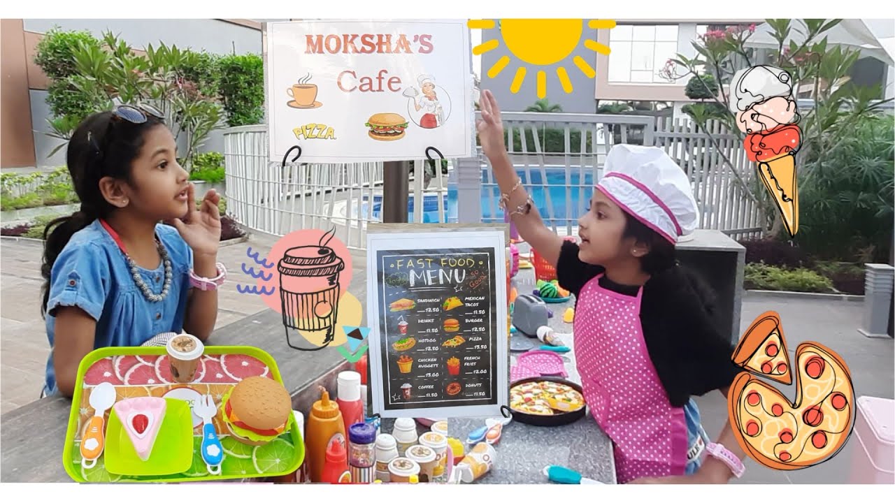 Kids Restaurant Pretend Play at Moksha Café - YouTube