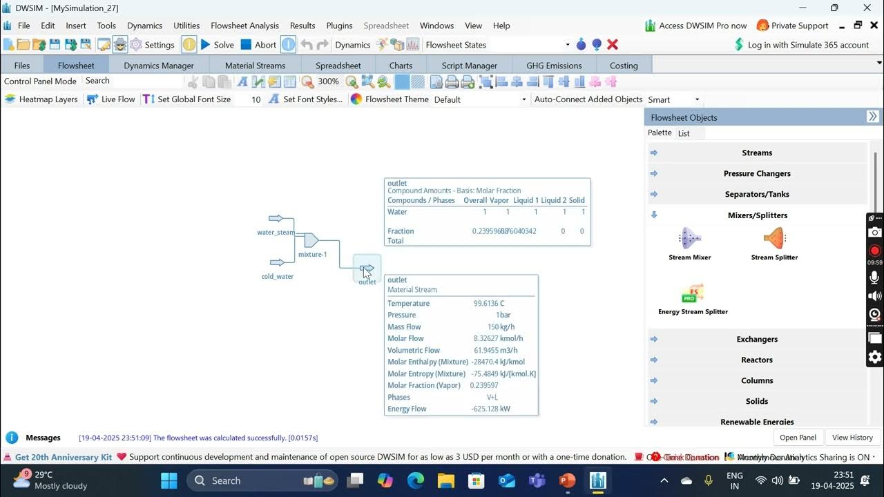 Chemical Engineering Simulation| DWSIM | Tutorial 2 | Mixture ...