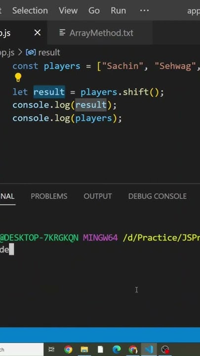 JavaScript shift and unshift function to remove & add the item at the beginning of am array # ...