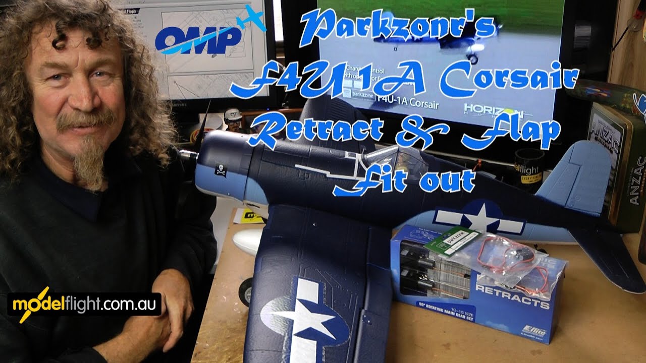Parkzone F4U 1A Corsair Retracts & Flaps Fittout - YouTube