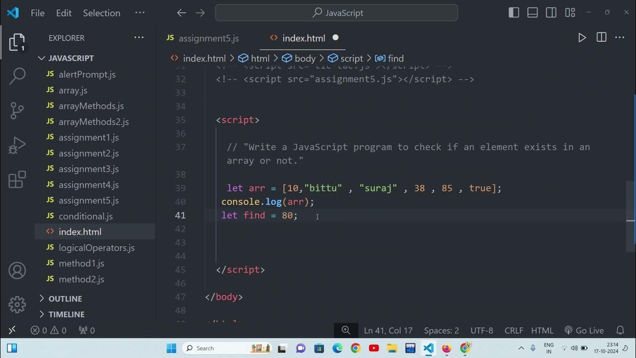 Find element in array without using loop..#coding #javascript #programming #viralvideo #trending ...