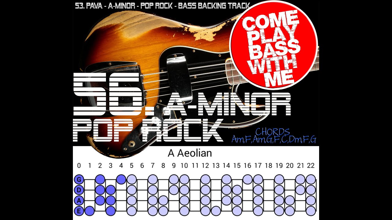 56. PAVA - A-minor - Pop rock - BASS backing track - YouTube