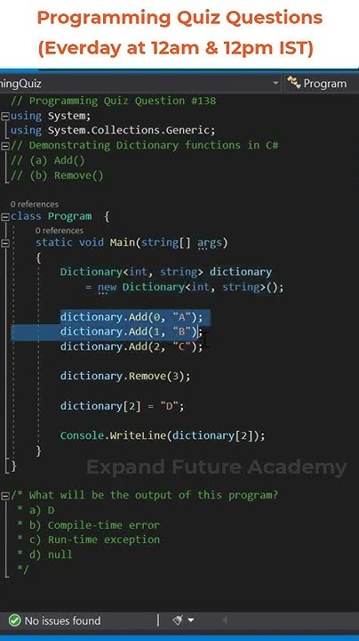Programming Quiz Questions Q138 Expand Future Academy Shorts Csharp Dotnet Youtube 