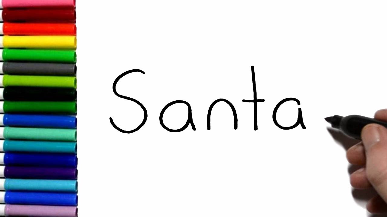 How to Turn Words Santa into a Cartoon - Drawing SANTA CLAUS - YouTube