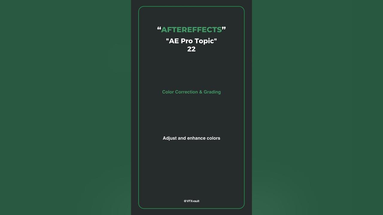 AE Pro Topic 22: Mastering After Effects | @VFXvault. - YouTube