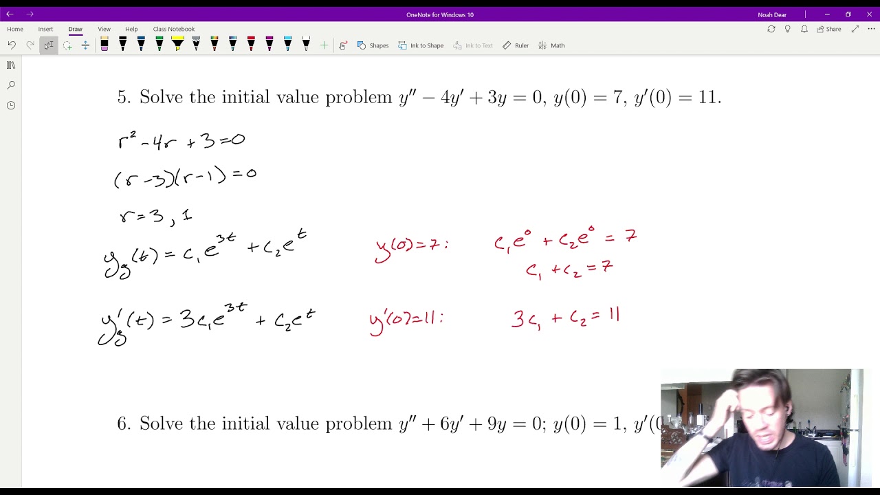 Initial Value Solution Homogeneous 2nd Order Differential Eq ...