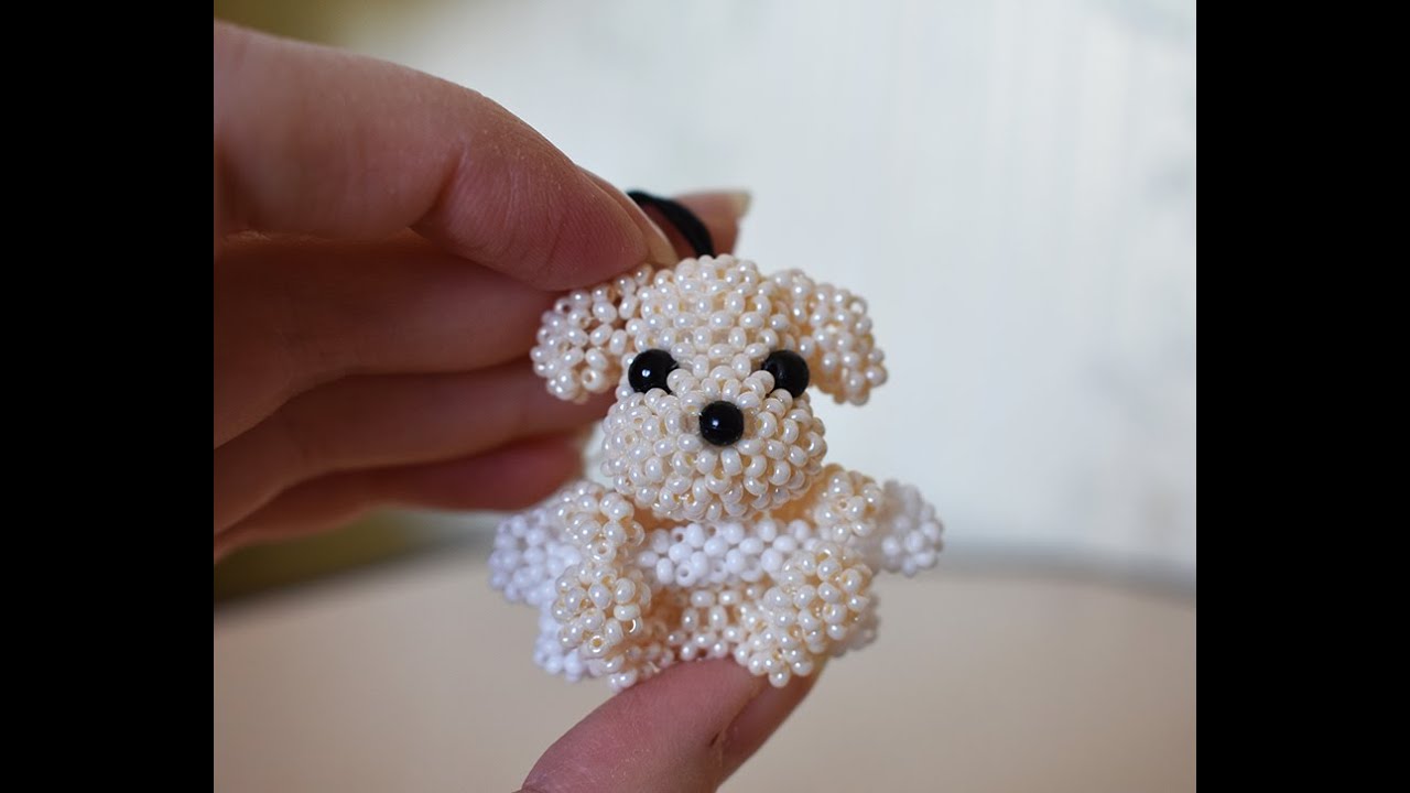 Handmade beaded dog - YouTube