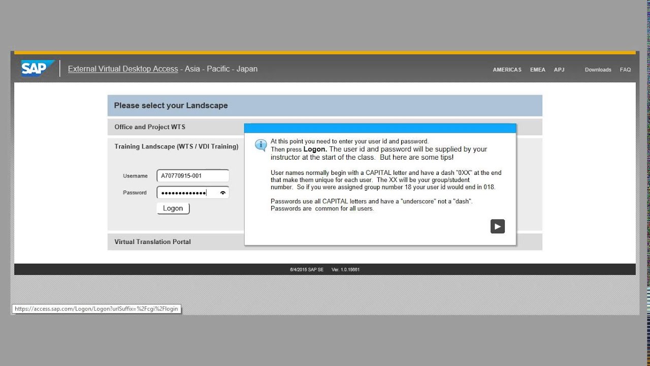 How To log into SAP training class - YouTube