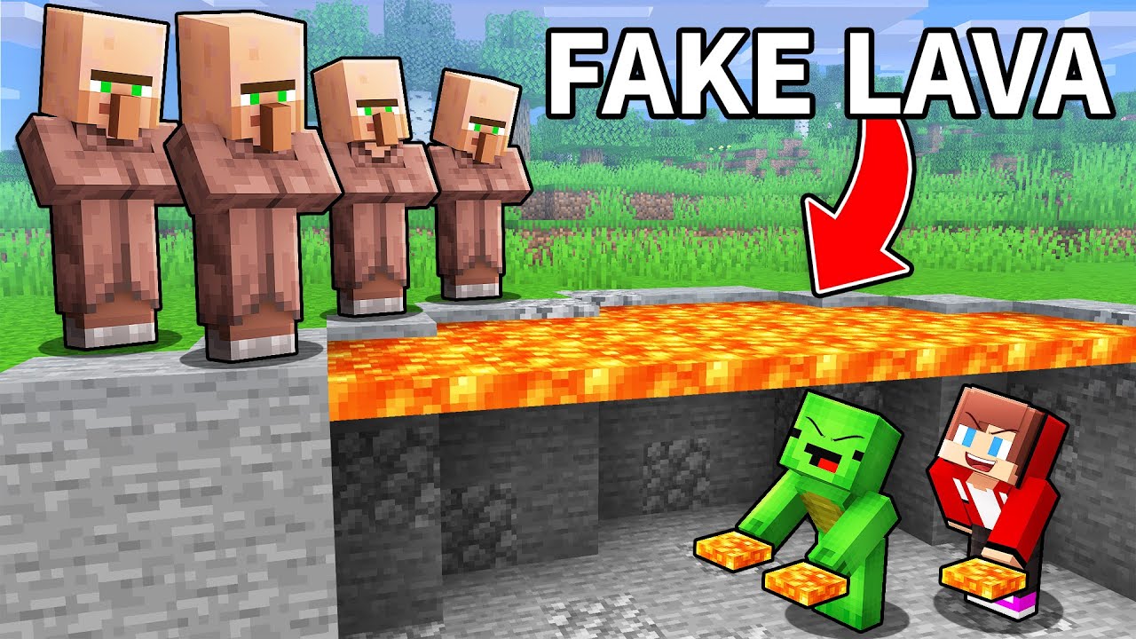 JJ and Mikey Use FAKE LAVA To Prank Villagers in Minecraft (Maizen ...