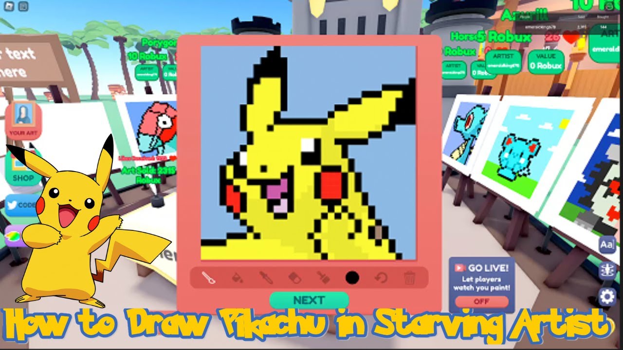 How to make Pikachu in Starving Artist - YouTube
