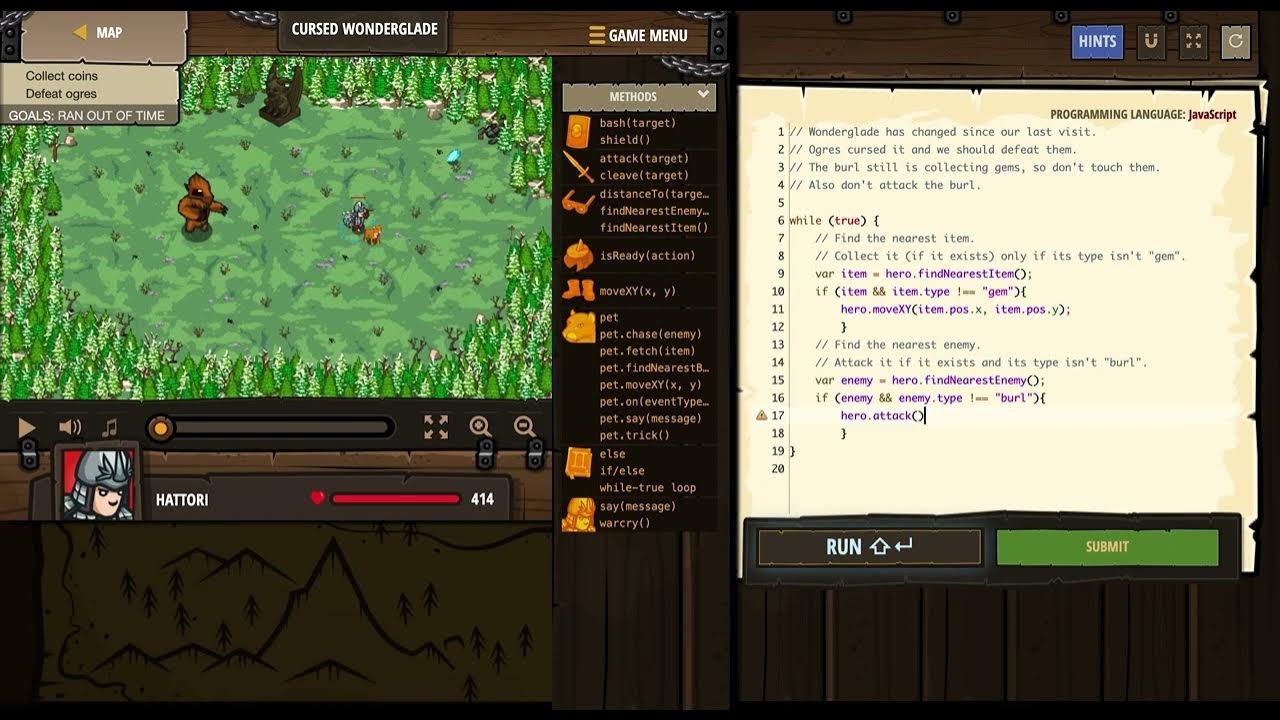CodeCombat - Cursed Wonderglade - JavaScript - YouTube