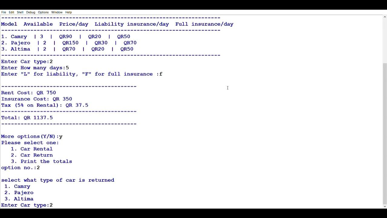Car Rental Project - Console Based Project - YouTube