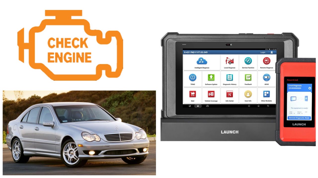 DIAGNOSTIC MERCEDES C CLASS W203 WITH LAUNCH X431 PRO PAD 5 LINK COMMON ...